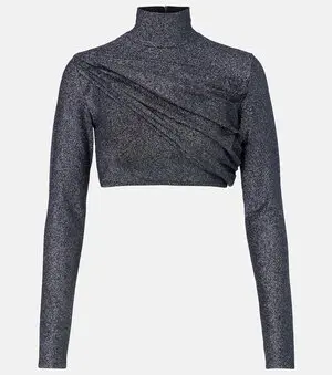 Gucci Gathered Lame Crop Top