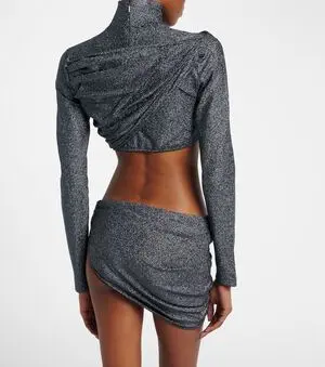 Gucci Gathered Lame Crop Top