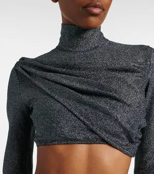 Gucci Gathered Lame Crop Top