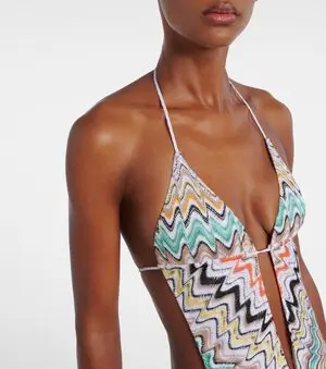 Missoni Multicolor Zigzag Knit One-piece Swimsuit