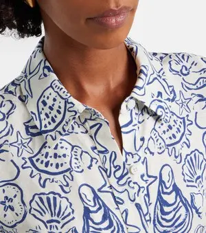 Simkhai Audria Printed Linen-blend Shirt Dress - White