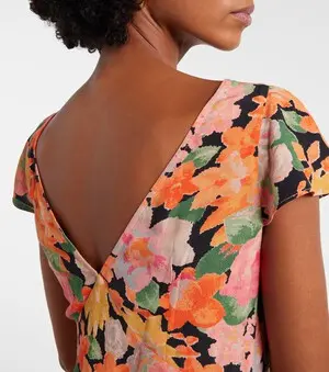 Rixo Cathy Floral Crepe Midi Dress - Multicoloured