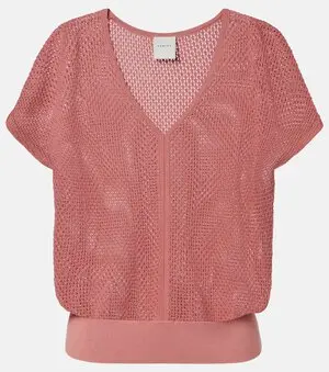 Varley Ashford Open-knit Cotton Top - Pink