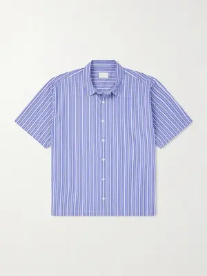 Aimé Leon Dore Striped Cotton-poplin Shirt - Blue