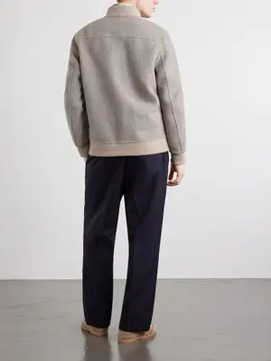 Eleventy Wool And Cashmere-blend Herringbone Bomber Jacket