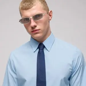 Gucci Embroidered Silk Neck Tie - Blue