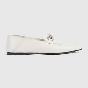 Gucci Gucci Jordaan Soft Leather Loafer With Horsebit Detail White