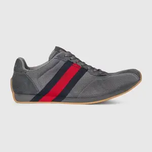 Gucci Tempo Sneaker With Web Trim - Grey