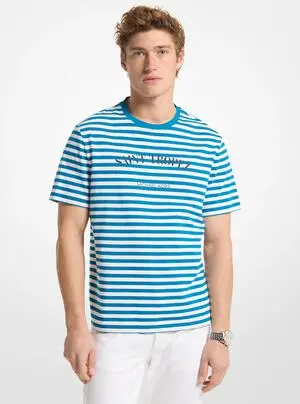 Michael Kors Saint Tropez Striped Cotton Jersey T-shirt In Size By - Blue