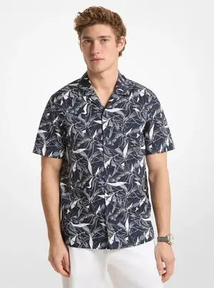 Michael Kors Floral Print Cotton Blend Shirt In Size By - Blue