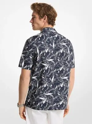 Michael Kors Floral Print Cotton Blend Shirt In Size By