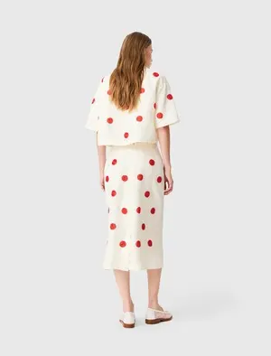 Maje Embroidered Linen And Silk Blend Cropped Shirt