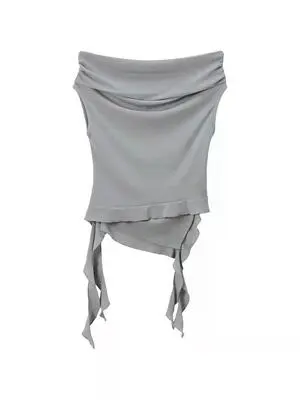 TOUT A COUP Ruffled Off-shoulder Top - Grey