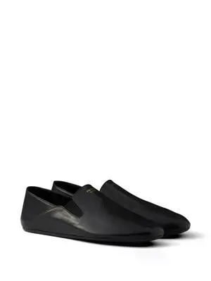 Prada Brushed Leather Collapsible Heel Loafers