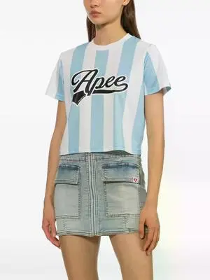 AAPE BY *A BATHING APE Apee™ A Bathing Ape® Vertical-stripe Logo-print T-shirt
