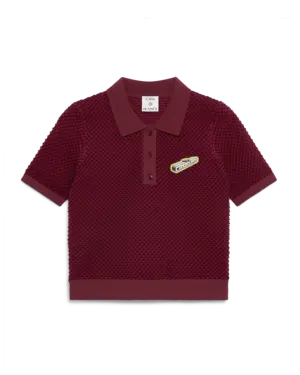 Casablanca Burgundy Jacquard Knit Polo Shirt