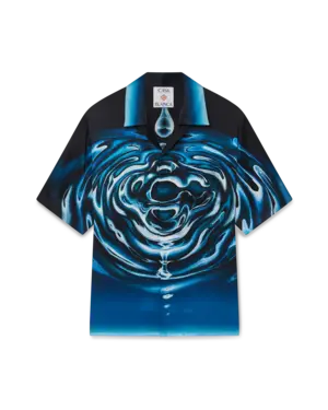 Casablanca Warped Logo Repeat Silk Short Sleeve Shirt