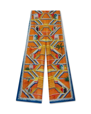 Casablanca Escalier Infini Silk Wide Leg Trousers - Blue