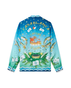 Casablanca Caviar Club Cuban Collar Silk Shirt