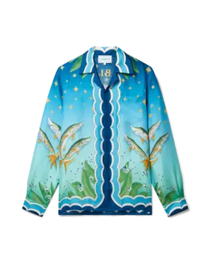 Casablanca Caviar Club Cuban Collar Silk Shirt