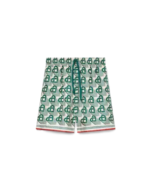Casablanca Heart Monogram Silk Shorts - Green
