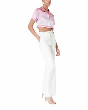 Casablanca Morning City View Cropped Silk Shirt