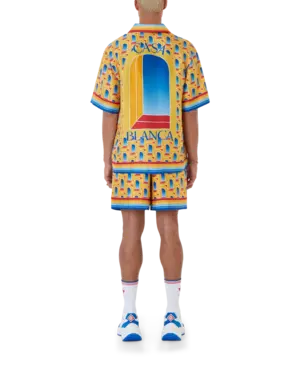 Casablanca L'arche De Jour Cuban Collar Silk Shirt