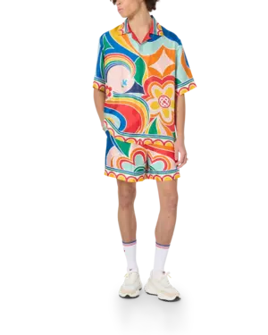 Casablanca Le Pouvoir Des Fleurs Silk Shorts - Multicolor