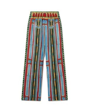 Casablanca Le Palais En Fleur Silk Twill Trousers