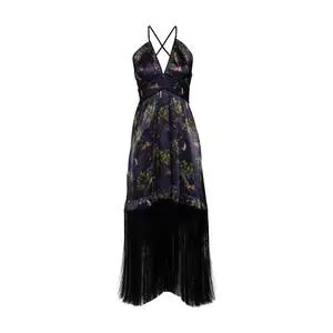 ASHAKI Shanti Tiger Backless Fringe Midi Dress