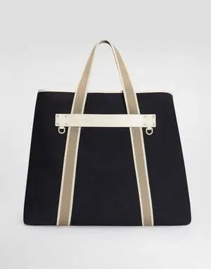 Dolce & Gabbana Essenza Canvas And Calfskin Shopping Bag