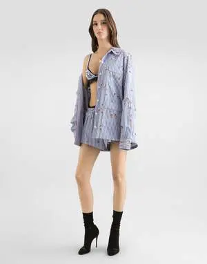Dolce & Gabbana Crystal Flower-print Cotton Shorts