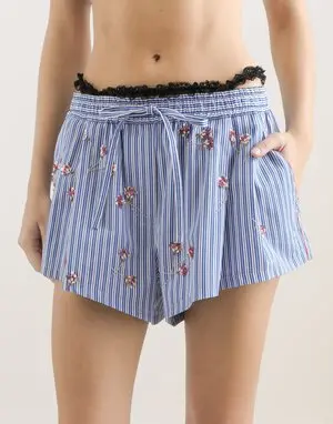 Dolce & Gabbana Crystal Flower-print Cotton Shorts