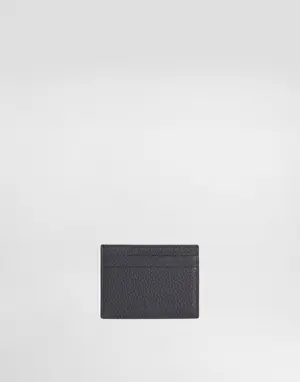 Dolce & Gabbana Calfskin Card Holder With Logo - Blue