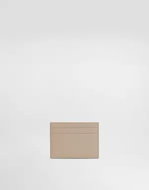 Dolce & Gabbana Calfskin Card Holder With Logo - Beige