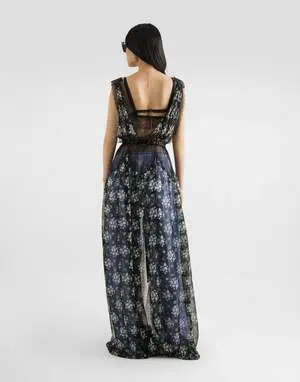 Dolce & Gabbana Geranium Bouquets-print Chiffon Dressing Gown