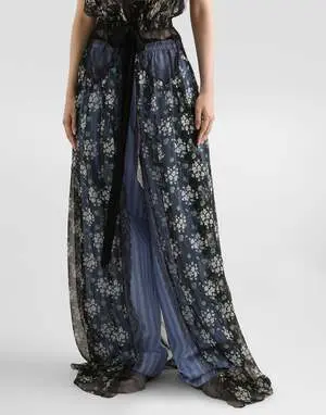 Dolce & Gabbana Geranium Bouquets-print Chiffon Dressing Gown