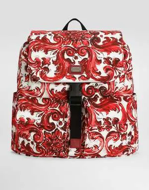 Dolce & Gabbana Majolica-print Canvas And Calfskin Backpack - Multicolor