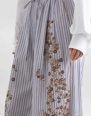 Dolce & Gabbana Striped Poplin Trousers With Flower Embroidery