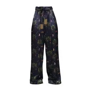 ASHAKI Shanti Tiger" Printed Wide-leg Trousers - Black