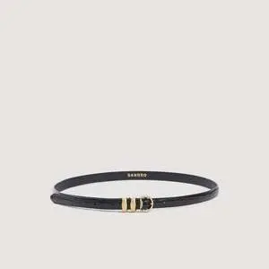 Sandro Embossed Leather Belt - Black