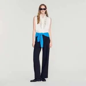 Sandro Ruffled Collar Shirt - Ecru