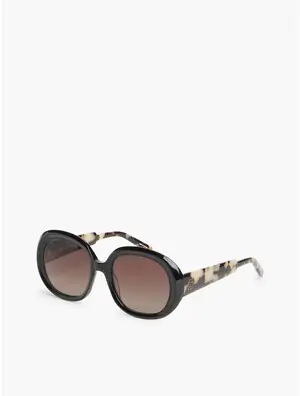 Tommy Hilfiger Bold Round Frame Acetate Sunglasses - Black