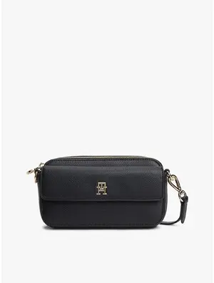 Tommy Hilfiger Monogram Pebbled Crossbody Bag - Black