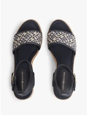 Tommy Hilfiger Monogram Jacquard Wedge Espadrille Sandals