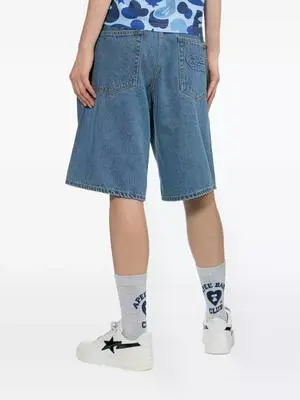 AAPE BY *A BATHING APE Apee™ A Bathing Ape® Dark Denim Logo Patch Shorts