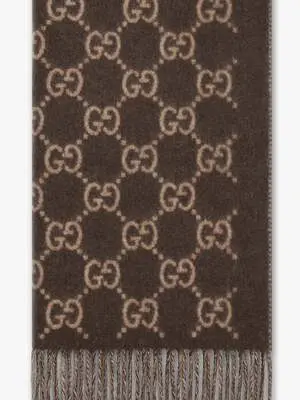 Gucci Gg Cashmere Scarf - Brown