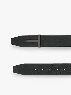 TOM FORD Hammered Leather Belt - Black
