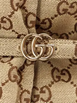 Gucci Gg Fabric Padded Jacket With Belt - Beige