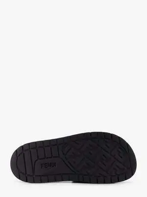 Fendi Leather Ff Jacquard Slide Sandals